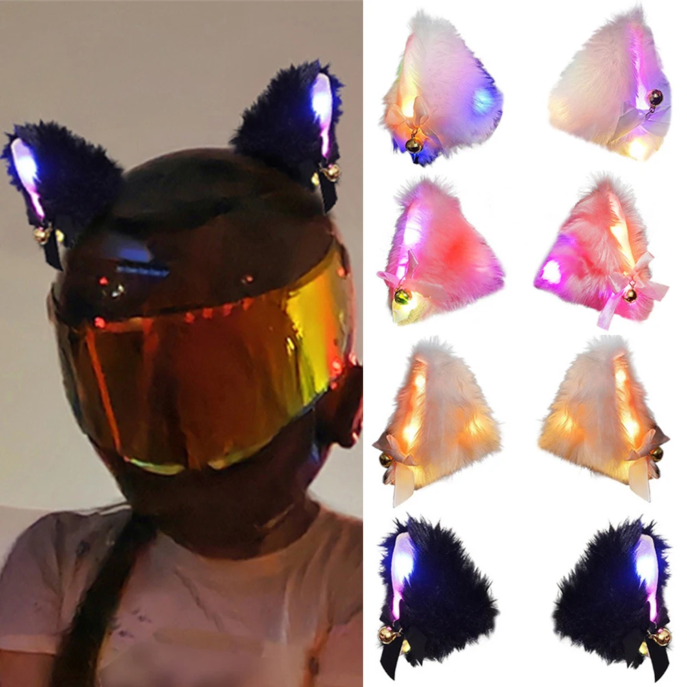 Motorcycle-Helmet-Plush-Cat-Ears-Decoration-Stickers-Motocross-Helmet ...