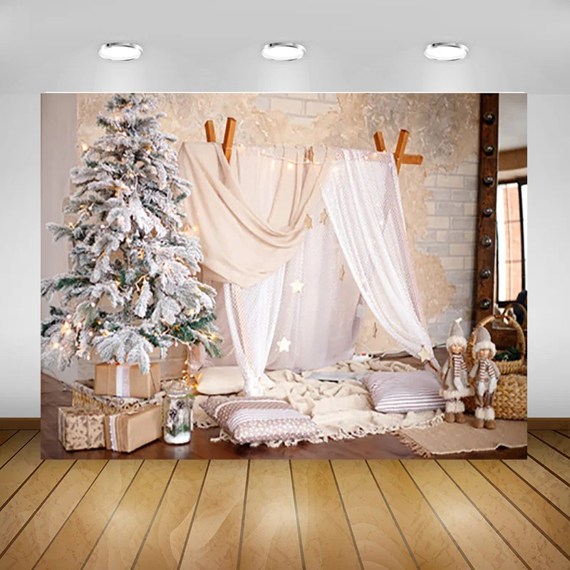 Christmas Theme Photography Background Christmas Tree Children Portrait ...