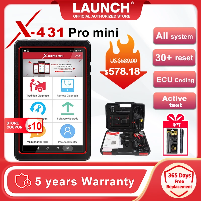 LAUNCH X431 Pro 미니 전체 시스템 키 프로그램/ECU 코딩/30 + 리셋 기능/10000 + 자동차 모드 자동 진단 ...