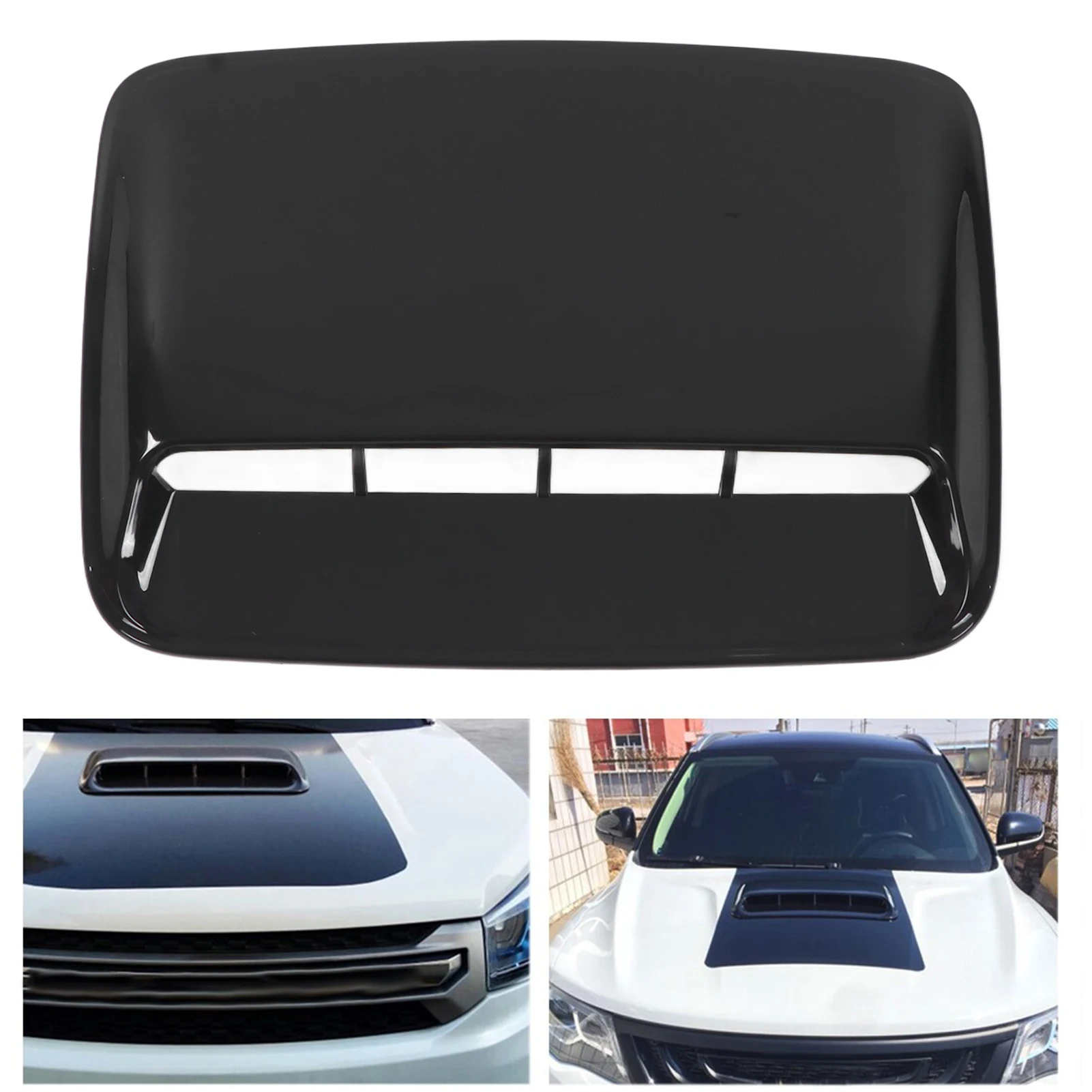 Engine-Hood-Air-Vent-Cover-Glossy-Black-ABS-Car-Bonnet-Cover-Universal ...