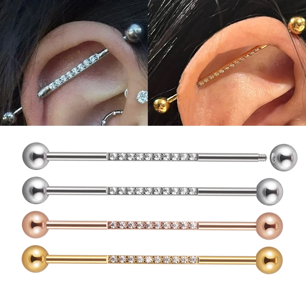 1PC-Industrial-Scaffold-Barbell-Surgical-Steel-For-Women-Men-With-CZ ...