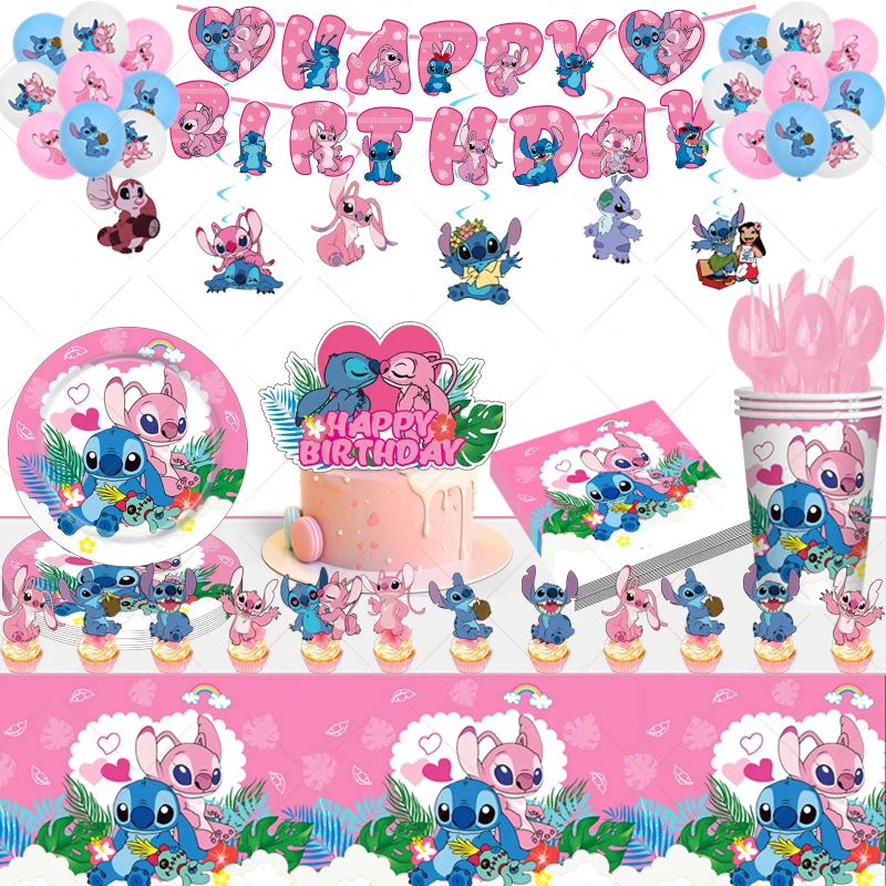 Disney-Pink-Lilo-Stitch-Theme-Birthday-Party-Decoration-Girl-Tableware-Cup-Plate-Napkin-Banner ...