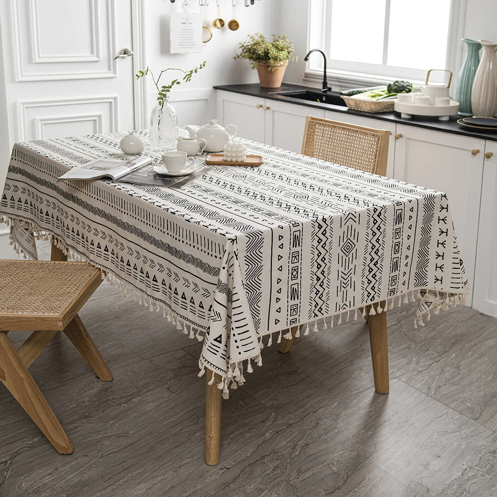Bohemian-tablecloth-linen-oil-and-water-resistant-tablecloth-tassel ...
