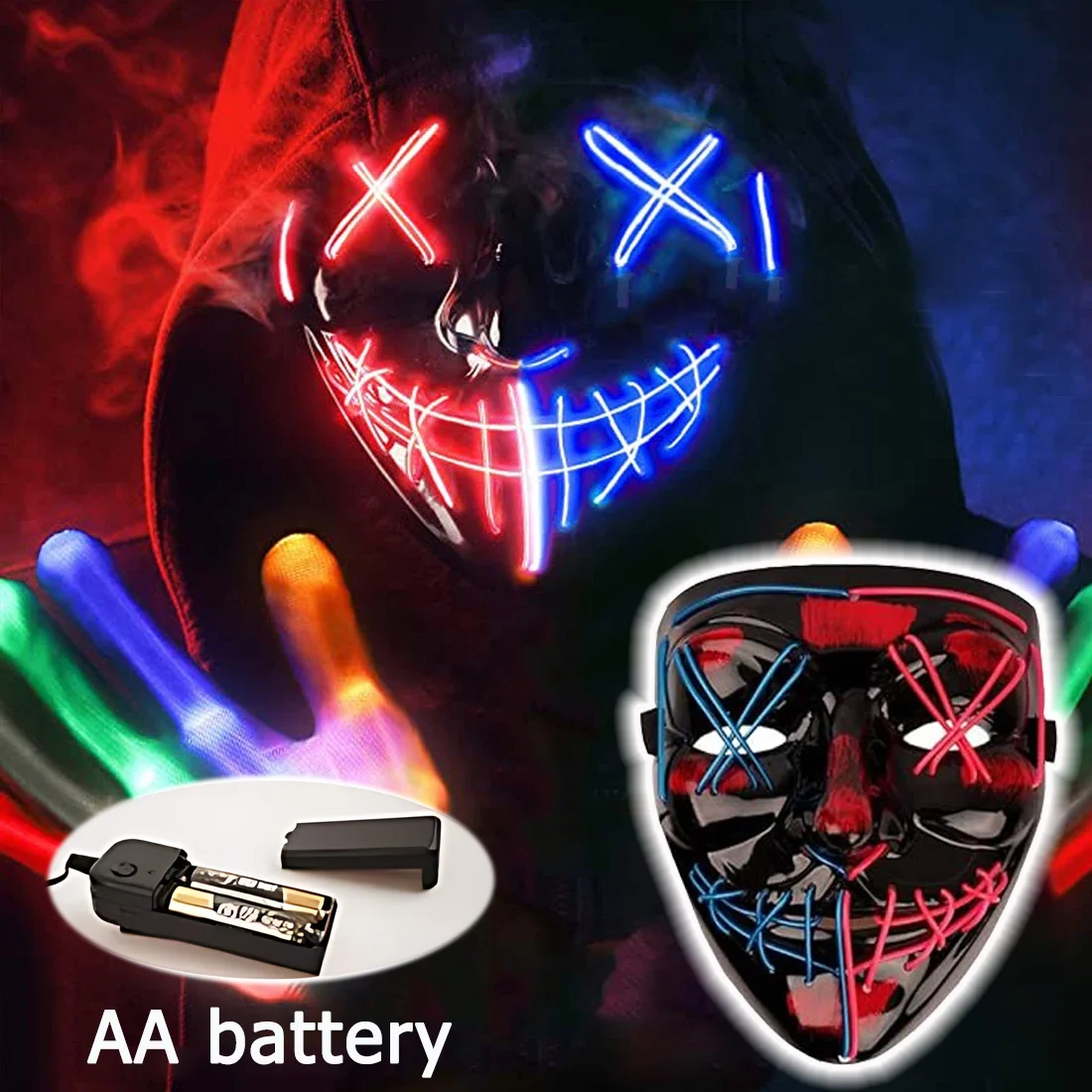 1PC-Wireless-Halloween-Neon-LED-Flushing-Mask-Mask-Masquerade-Party ...