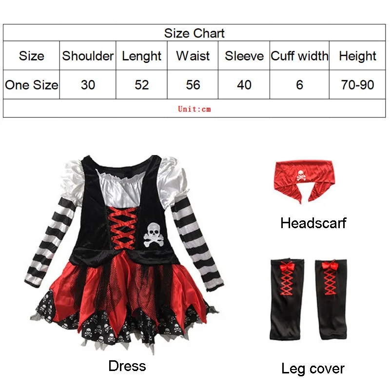 Disfraz de pirata para niñas, ropa de capitán pirata para Halloween ...