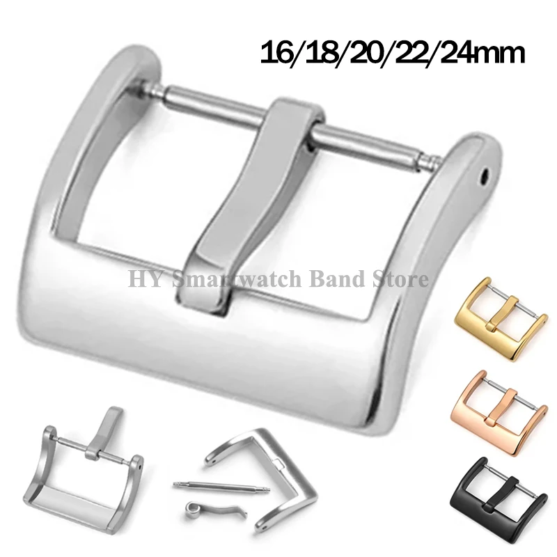 Metal Watch Band Buckle 16mm 18mm 20mm 22mm 24mm Solid Square Button ...