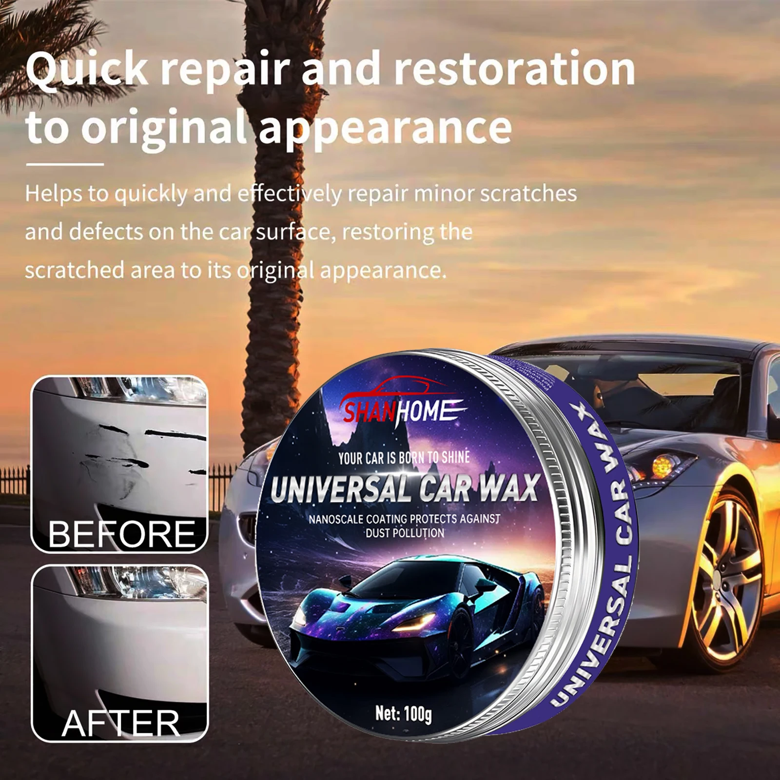 100g or 180g General-purpose car wax. It is used for car paint waxing ...