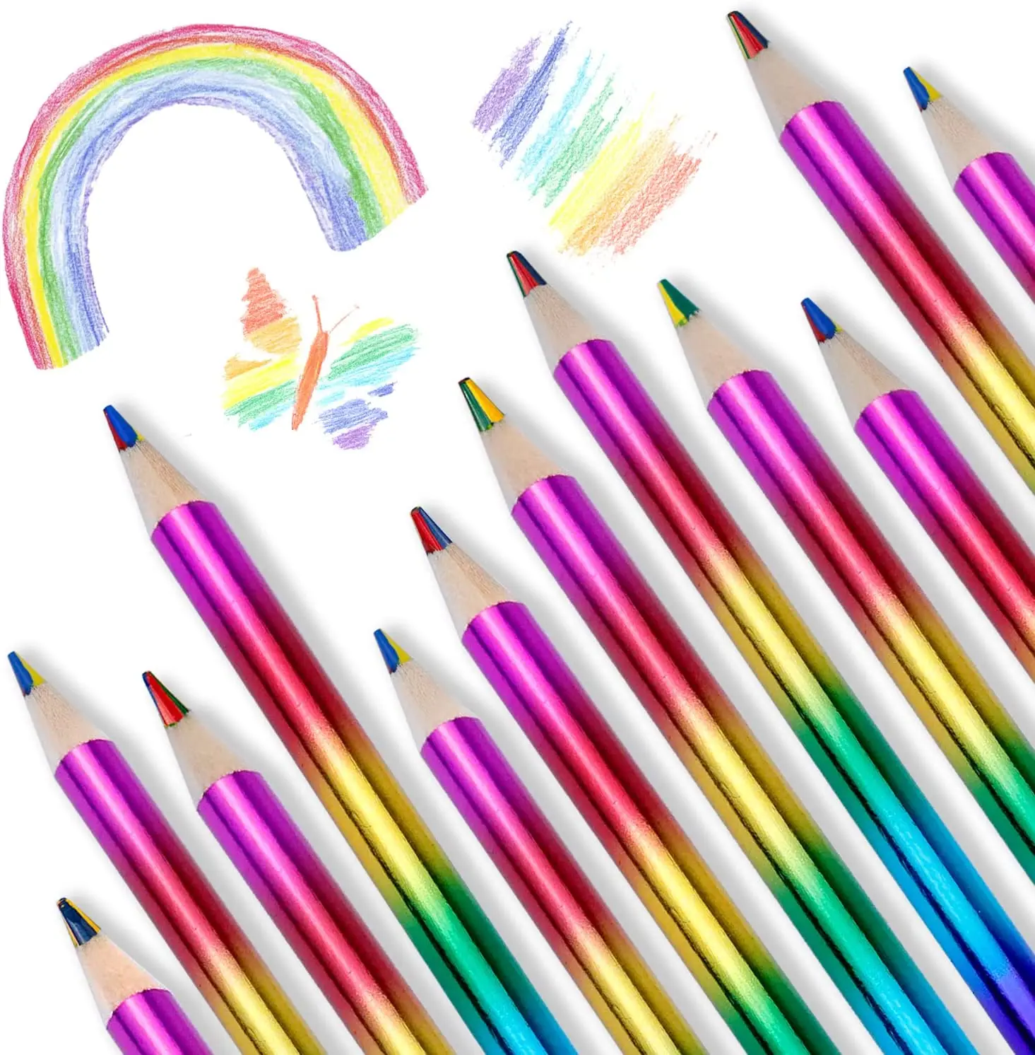 10-Pcs-Rainbow-Colored-Pencils-4-Color-in-1-Pencil-Suitable-for-Schools ...
