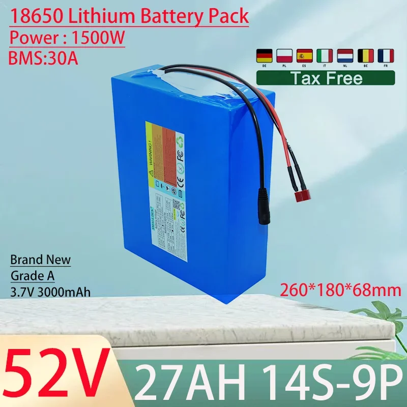 52V-27Ah-18650-14S9P-Lithium-Ion-Battery-Pack-1500W-Power-Tool ...