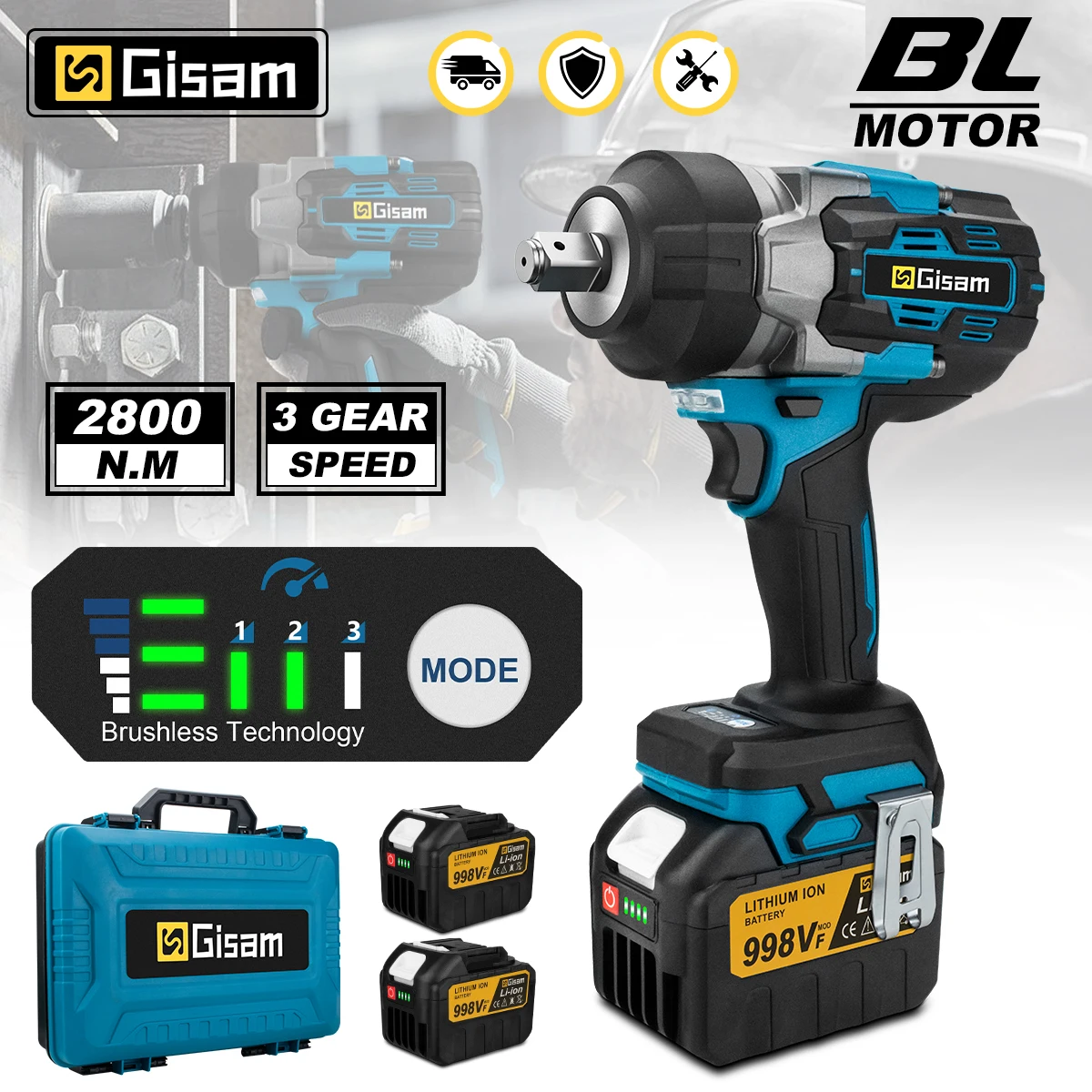 Gisam-2800N-M-Brushless-Electric-Impact-Wrench-Cordless-Electric-Wrench ...