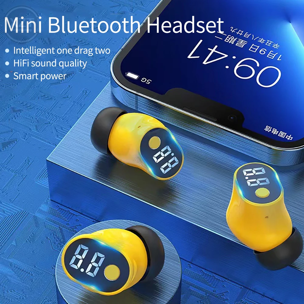 Q7-Mini-Single-Earphones-Power-Display-Bluetooth-5-2-Headphones-TWS ...