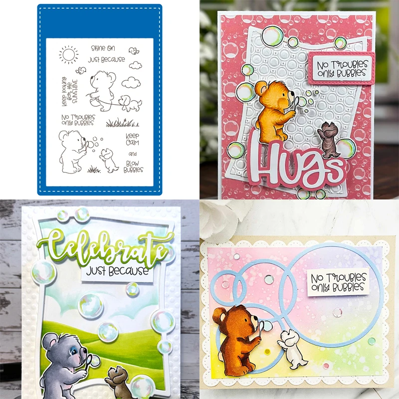 2025 New Bear Bubbles Clear Stamps Happy Photo Stamp And Metal Cutting ...