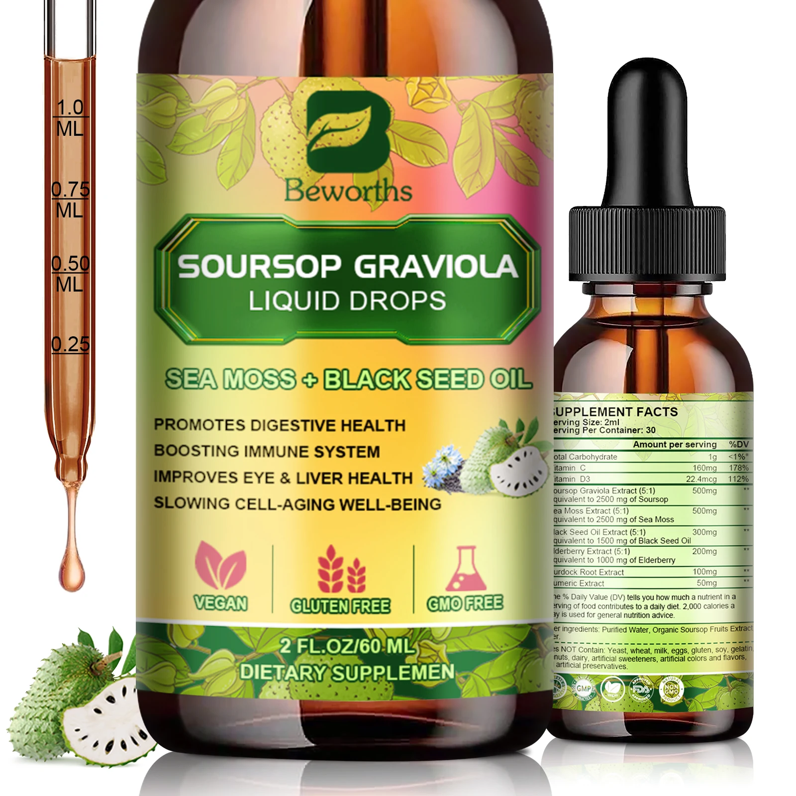 Extracto de guanábana Graviola de 60 ml que favorece la inmunidad y la ...