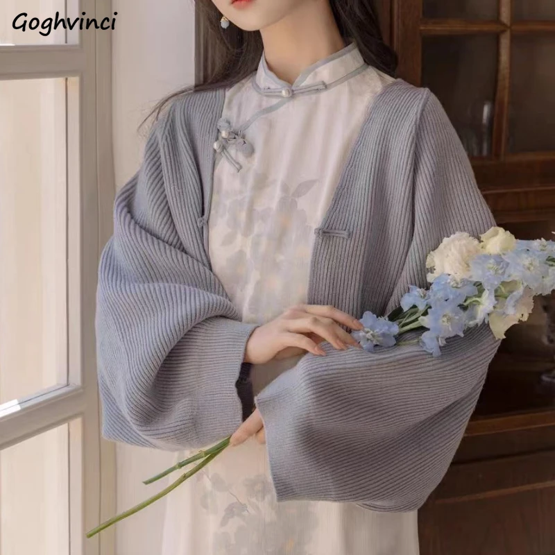 Su-teres-recortados-Vintage-de-estilo-chino-para-mujer-c-rdigans-de-un ...