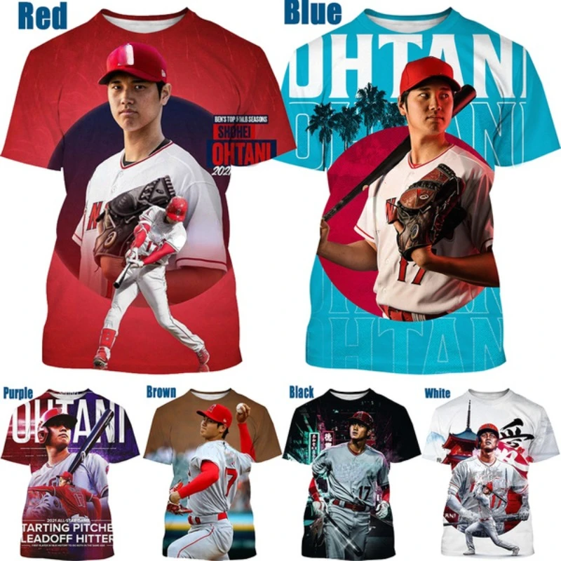 Baseball-Star-Shohei-Ohtani-Men-s-3D-Printed-T-shirt-Round-Neck-Short ...