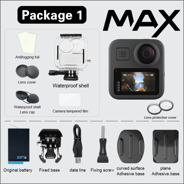 GoPro MAX 360 ° câmera de movimento panorâmico Go Pro MAX 360 câmera ...