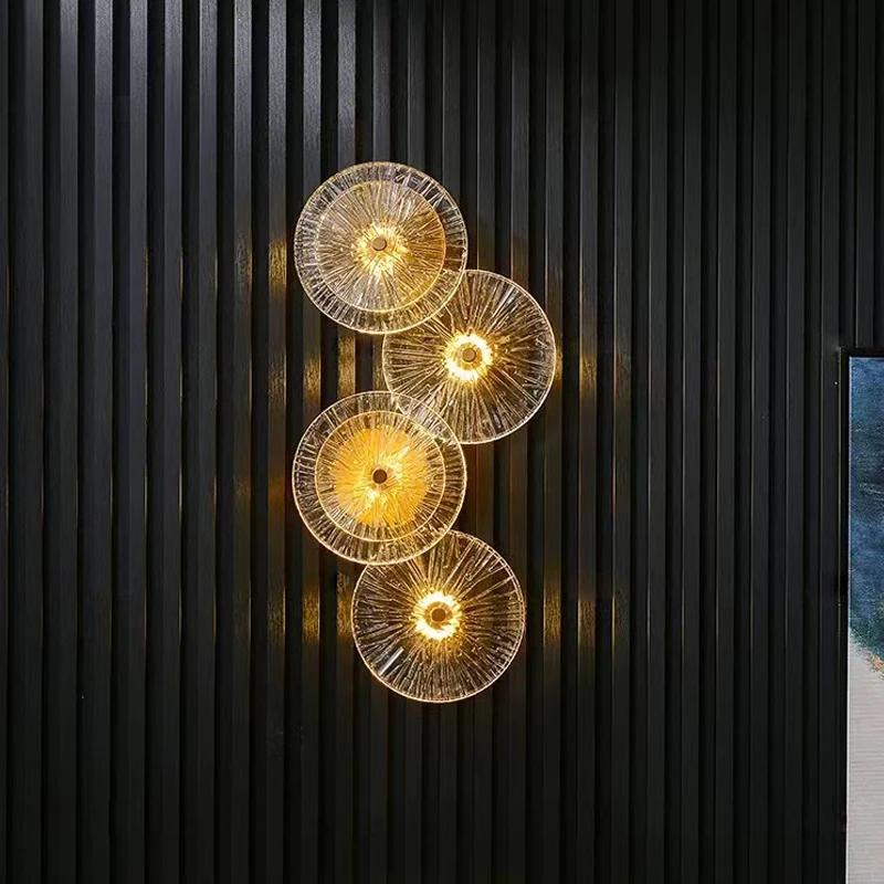 Modern-Nordic-Round-Glass-LED-Lights-Wall-Lamp-Combination-For-Living ...