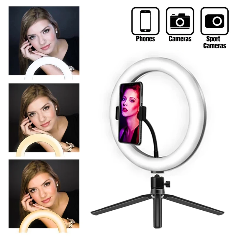 26/33cm Photo Lamp Ringlight LED Selfie Ring Lights with Phone Stand ...