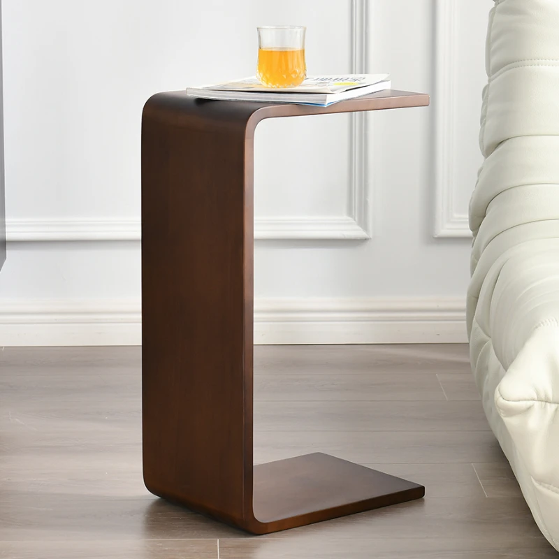 C-type-Wooden-Coffee-Table-Corner-Table-Black-Walnut-Log-Durable-Modern ...