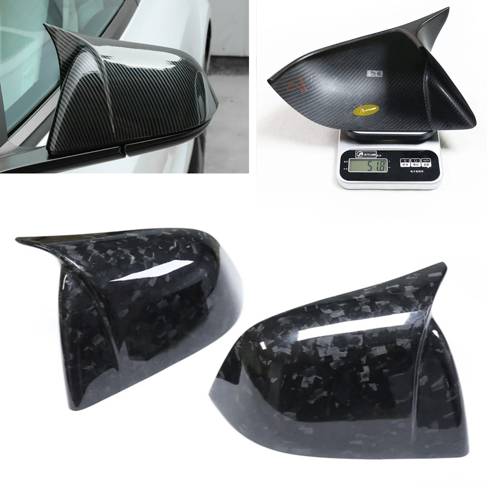 2PCS-Car-Exterior-Mirror-Cover-Cap-Rear-View-Case-Add-On-Reverse-Shell ...