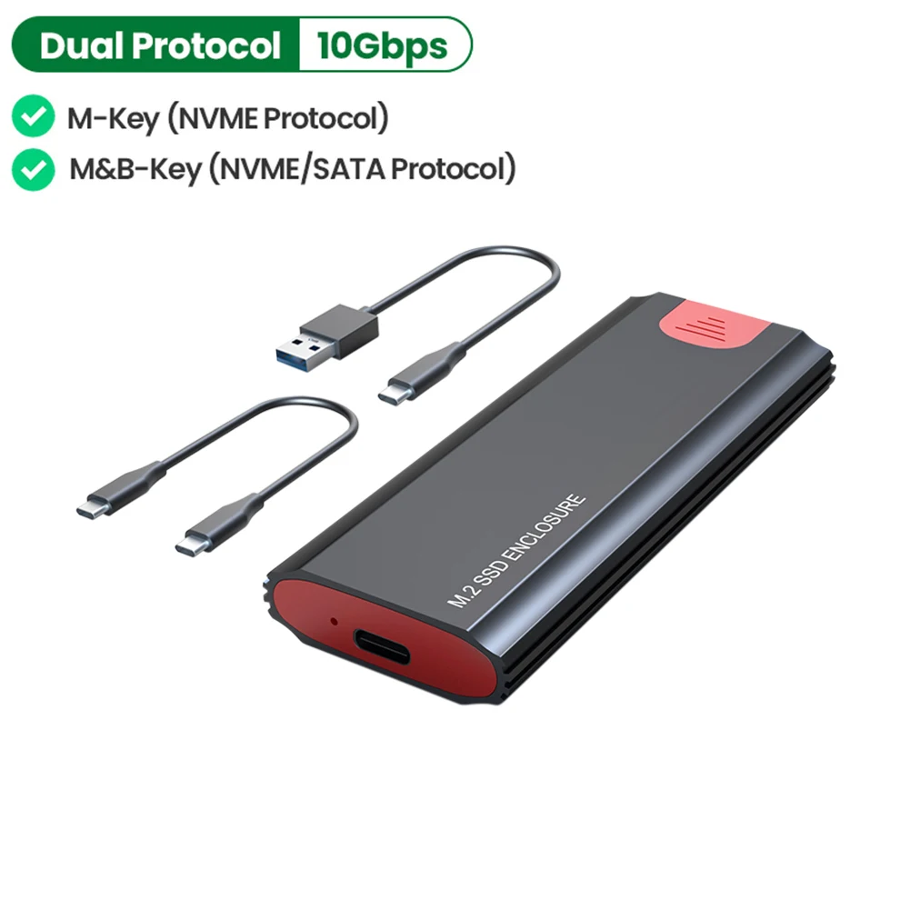 Aluminum M 2 Nvme Sata Ssd Enclosure Dual Protocol Rtl9210b M 2 To Usb