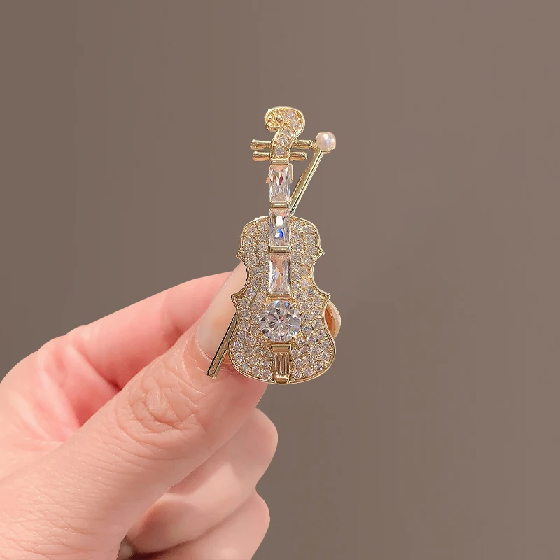 Shinny-Crystal-Violin-Pearl-Brooch-For-Women-Exquisite-Design-Music ...