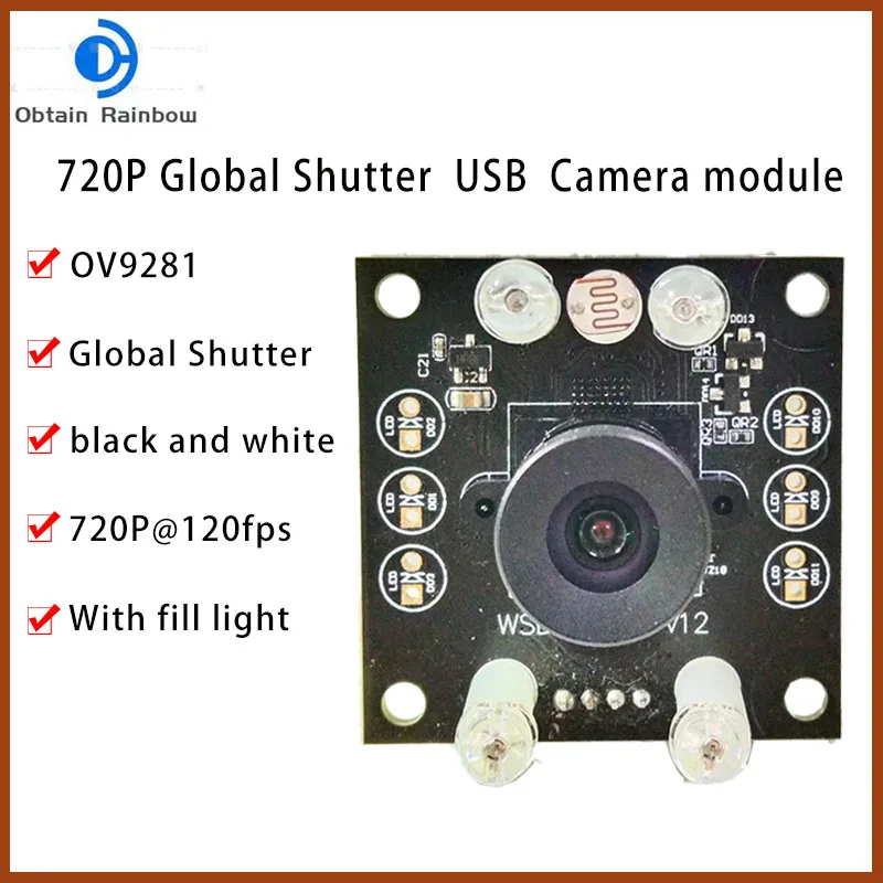 120FPS Global Shutter Camera Module 720P 1MP Monochrome High Frame Rate Action Capture USB ...