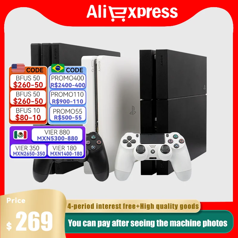 Sony PlayStation4 PS4 Slim Pro Host Gaming Console Ultra High Speed SSD ...