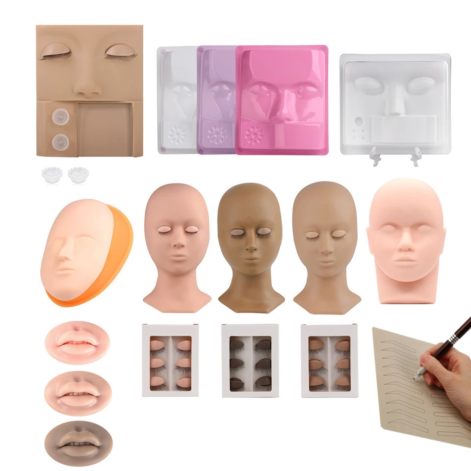 3d Tattoo Silicone Practice Face Head Lips Eyebrows Pad Professional ...