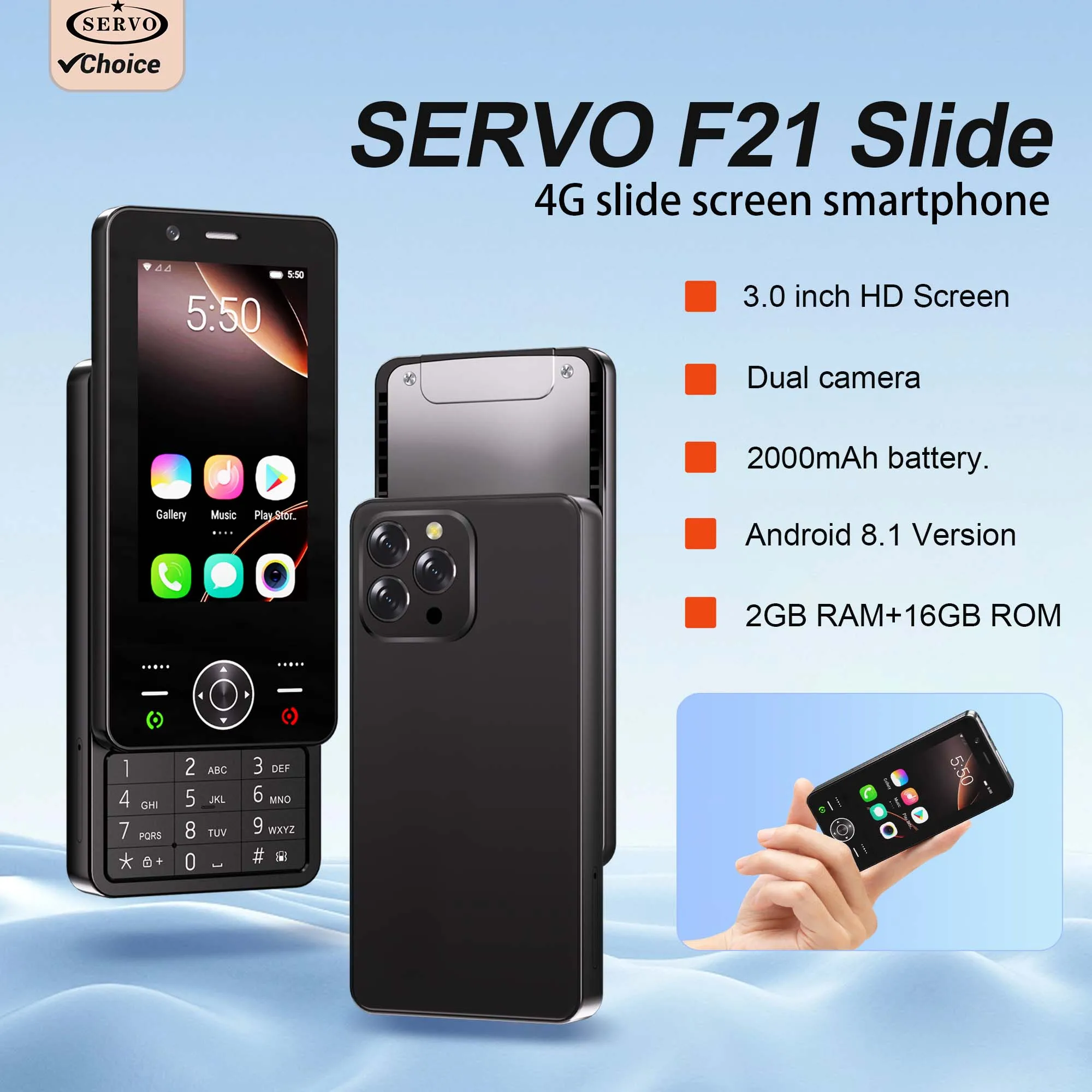 SERVO F21 SLIDE Button Smartphone 3.0" Touch Screen 4G LTE Android ...
