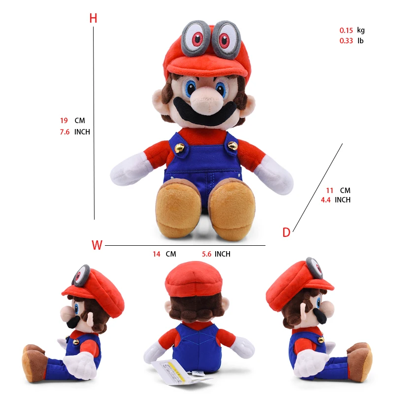 Mario Bros Plush Toys Luigi Yoshi Princess Peach Toadette Bowser JR ...