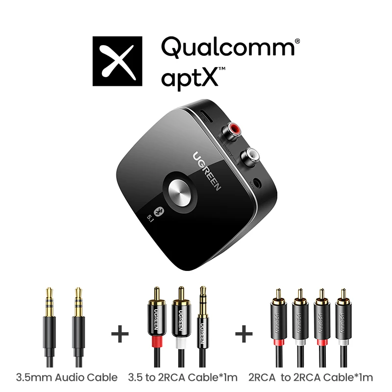 Receptor Bluetooth RCA UGREEN 5.1 aptX HD Adaptador inalámbrico Jack 3 ...