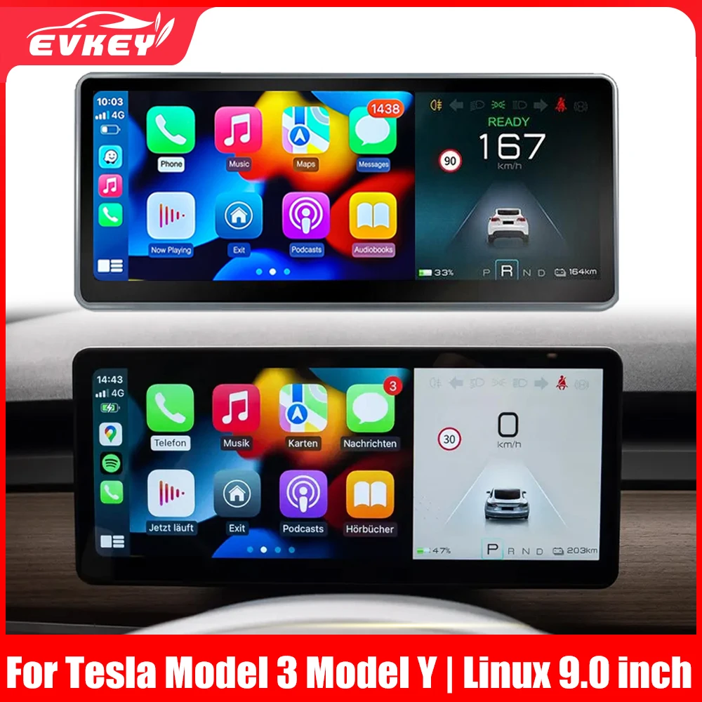 EVKEY-Linux-9-0inch-For-Tesla-Heads-Up-Display-Model-3-Y-Digital-Center ...