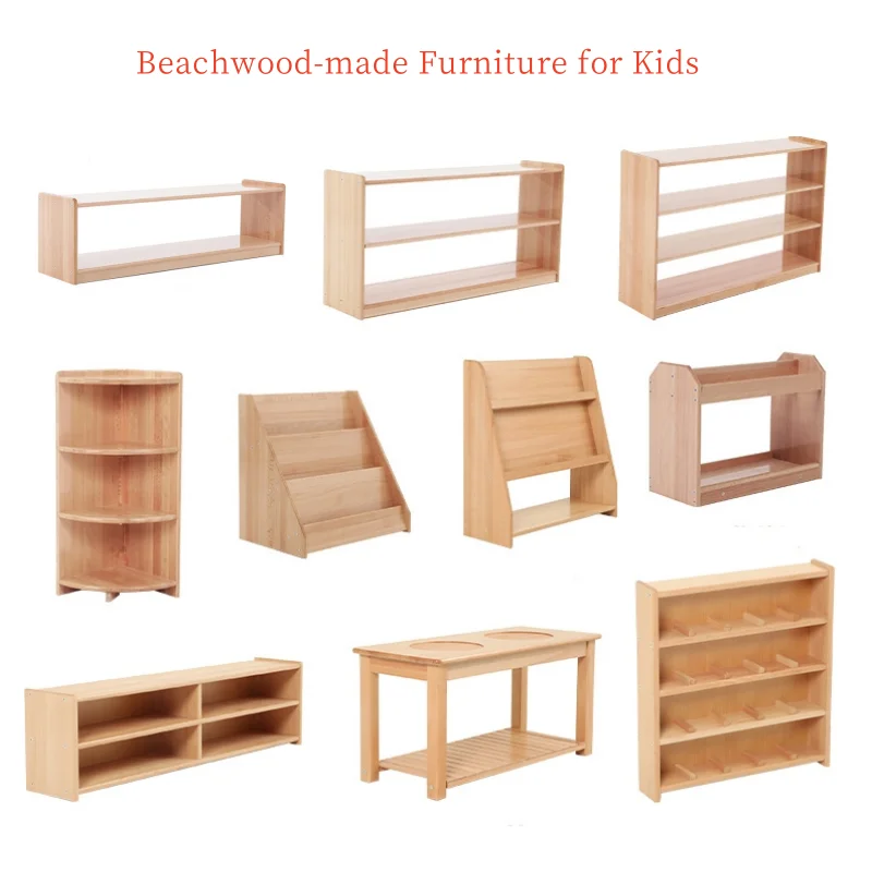 Montessori-Furniture-Kids-Beachwood-Shelf-Cabinet-Table-Rug-Stand ...