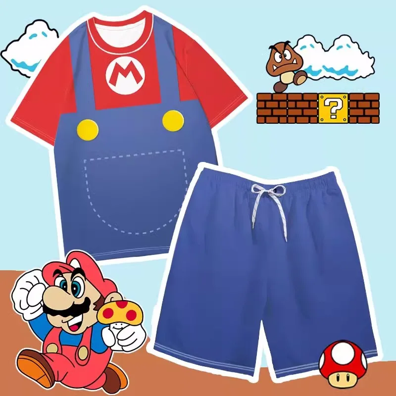 Super-Marios-Cartoon-Summer-Suit-Clothes-Children-T-shirt-shorts ...