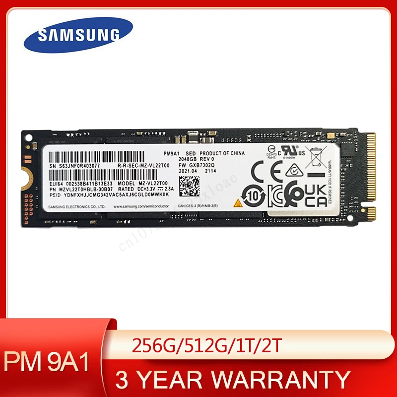 Samsung PM9A1 256G 512G 1T 2T PCIE 4.0 M.2 SSD Built-in intelligent ...