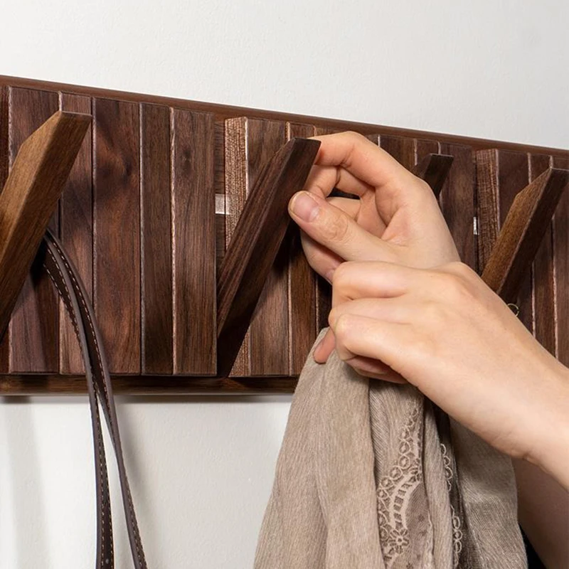 Walnut-Wall-Coat-Rack-Hook-Nordic-Clothes-Racks-Piano-Keys-Coat-Shelves ...