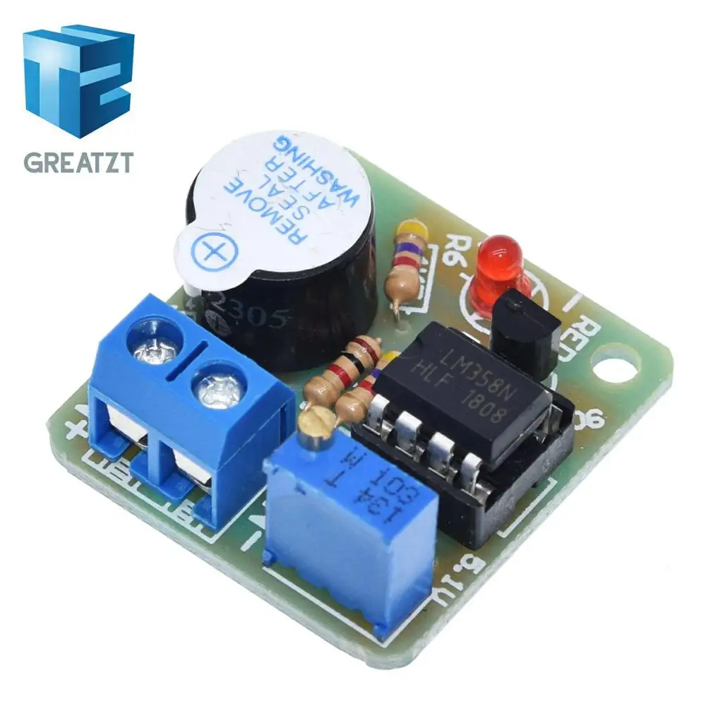 12V LM358 Accumulator Sound Light Alarm Board Buzzer Prevent Over ...