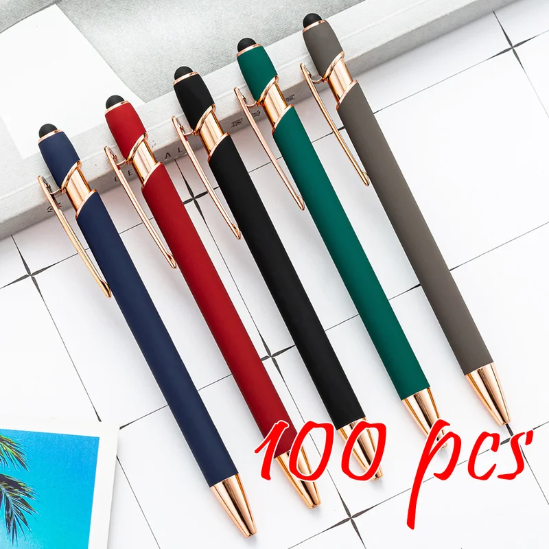 100pcs-Metal-Ballpoint-Pen-Touch-Screen-Pen-Text-Engraving-Office ...
