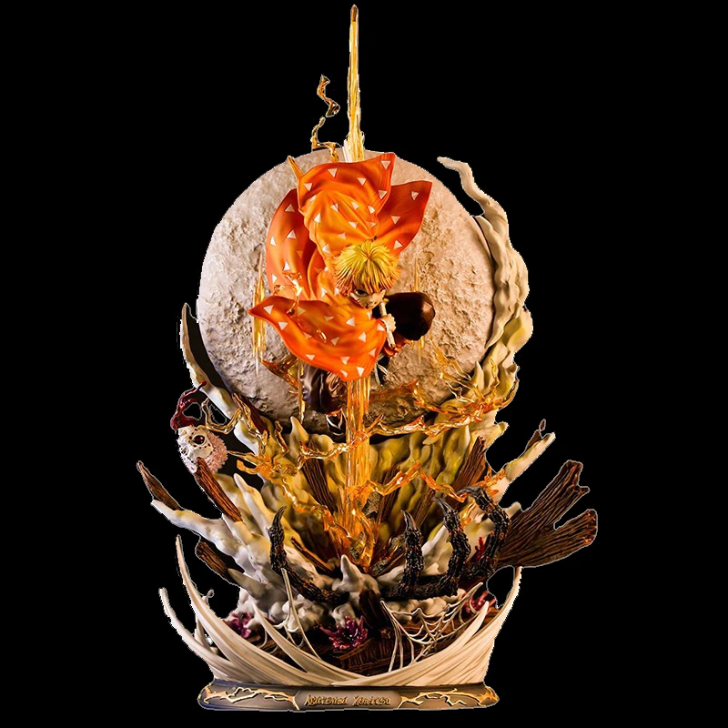 53cm Demônio Slayer Figuras GK Agatsuma Zenitsu Figura de Ação Kimetsu ...