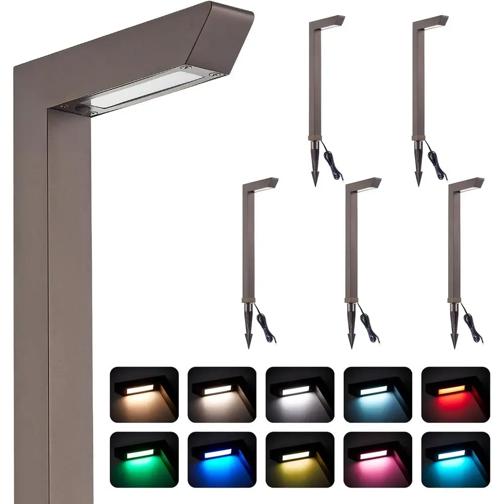 12V 5W LED RGB Color-Changing Outdoor Landscape Lights, 6-Pack, Bronze ...