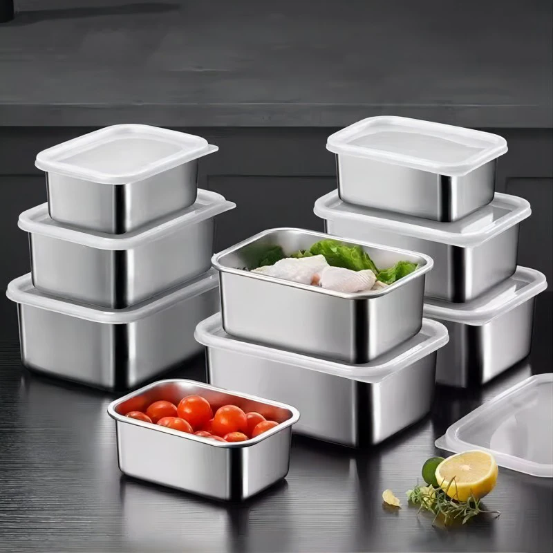 Refrigerator-Food-Storage-Box-With-Lid-Food-Grade-Stainless-Steel ...