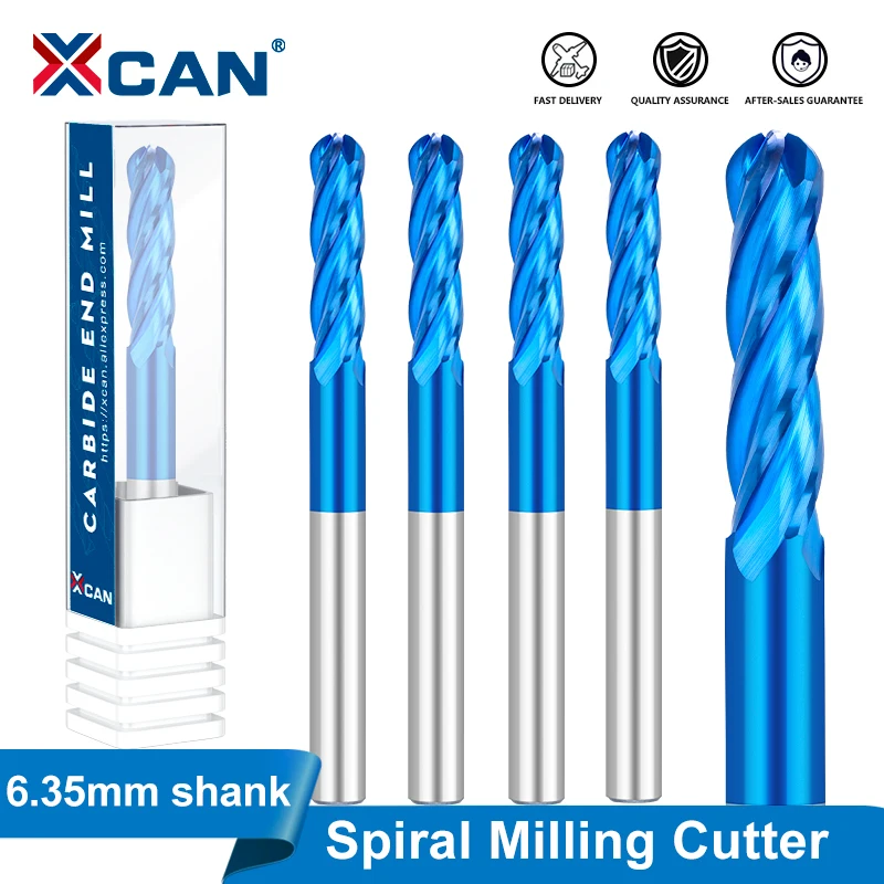 XCAN-4-Flutes-Ball-Nose-End-Mill-Solid-Carbide-CNC-Router-Bits-with-3 ...