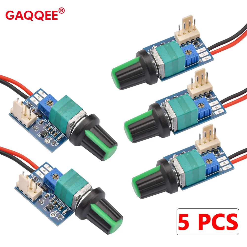 5PCS-DC-12V-PWM-Fan-Governor-Four-wires-With-Knob-Switch-Speed ...