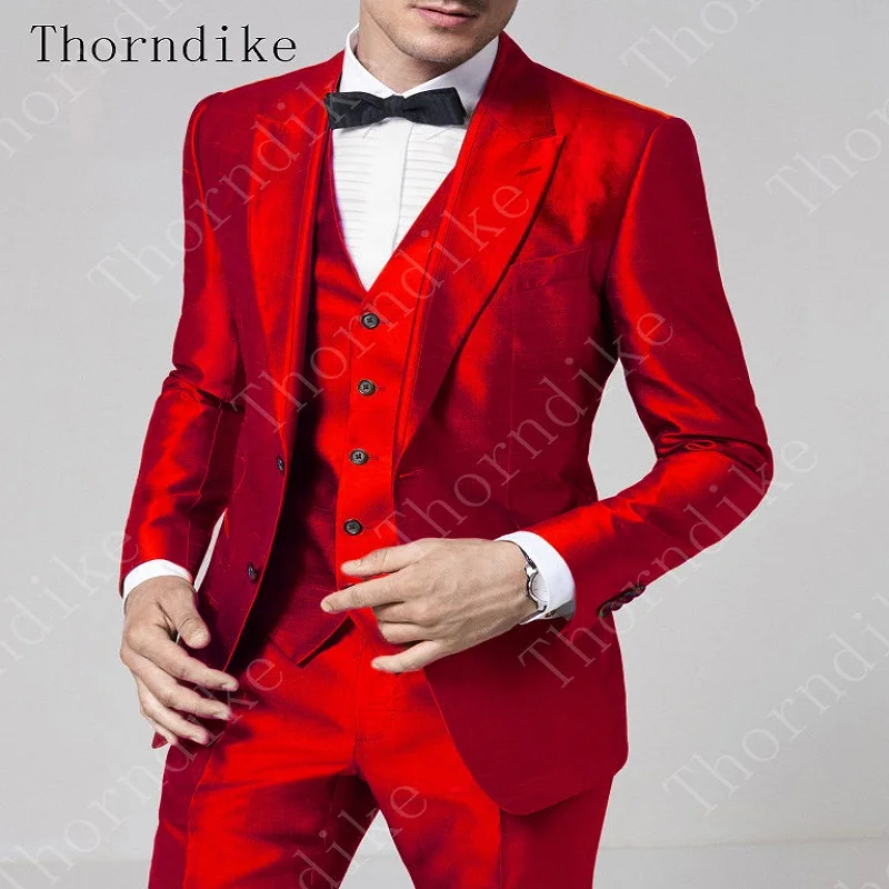 Thorndike-2022-Custom-Made-Shiny-Red-Groom-Suit-Bespoke-Glossy-Red-One ...