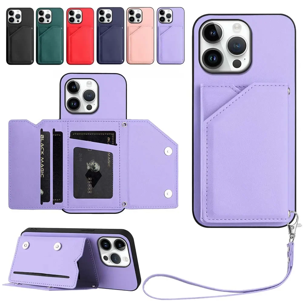 Leather Wallet Phone Case with Lanyard Attachment for Moto G34 5G (YB0744)