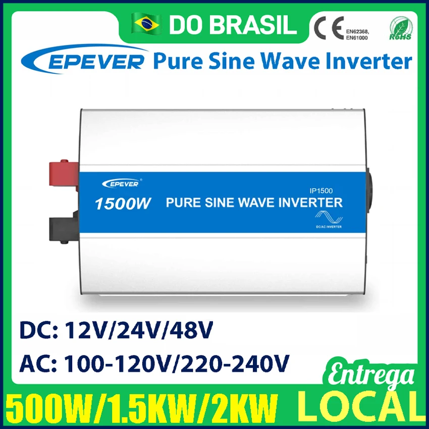 EPever 500W/1500W/2000W Inversor IP de onda senoidal pura 12V/24V/48V a ...
