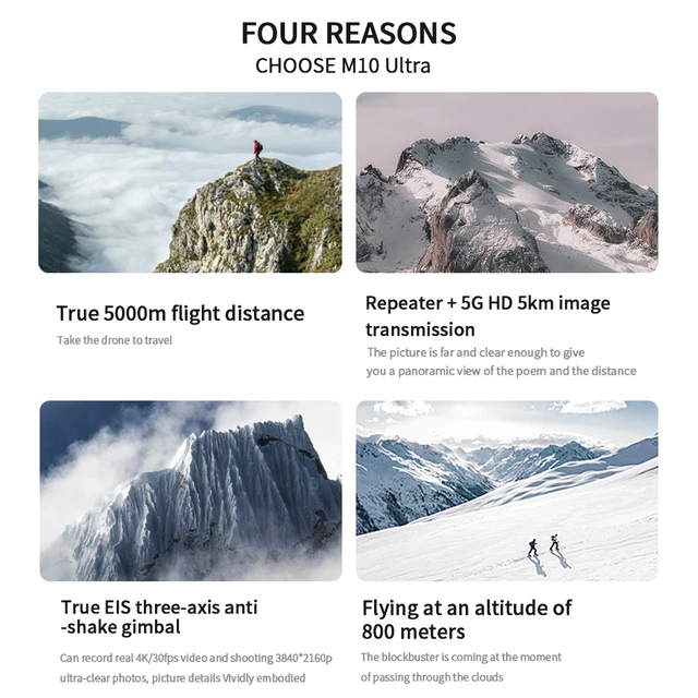 2022 New M10 Ultra Drone 4K Profesional Camera 5KM Distance 800M Height ...