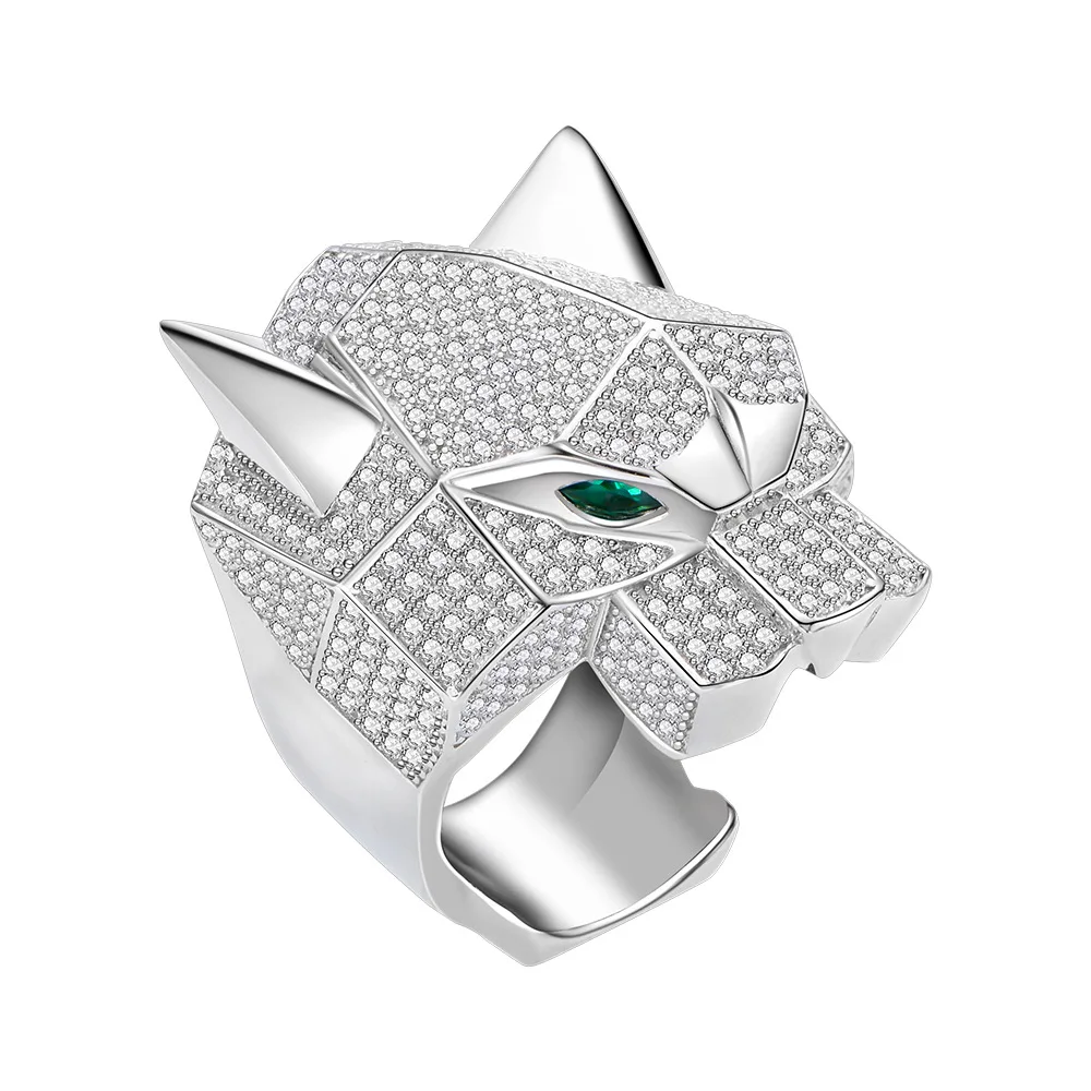 New-Exquisite-Diamond-Leopard-Head-Ring-Luxurious-Banquet-High-end-Pure ...