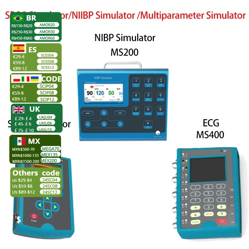 CONTEC-MS100-MS200-MS400-SPO2-PR-NIBP-ECG-IBP-TEMP-Simulator-Biomedical ...